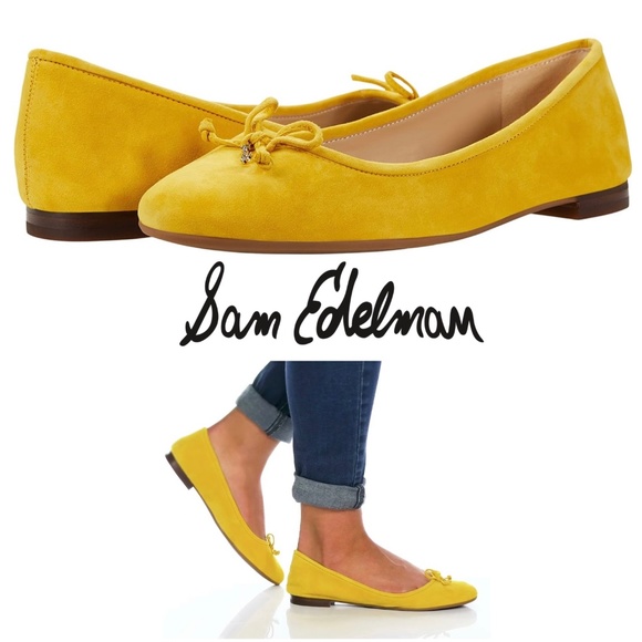 Sam Edelman | Shoes | Sam Edelman Kaylee Yellow Leather Suede Ballet ...